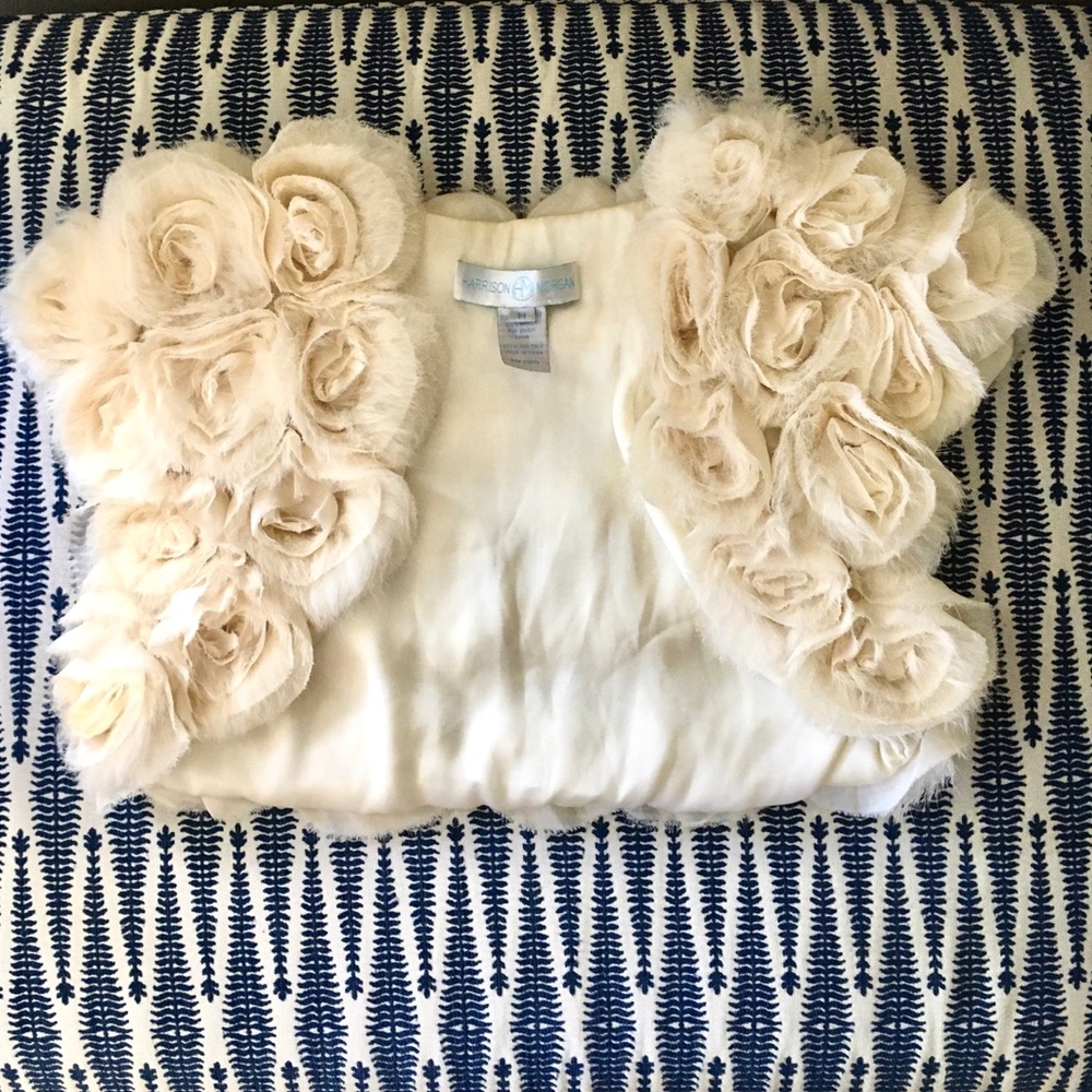 Harrison Morgan Cream Rabbit Rosette Fur Bolero Bride… - Gem